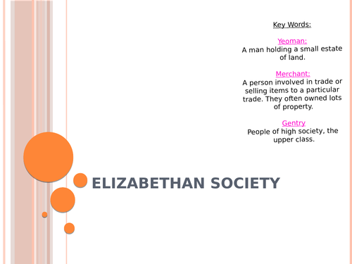 Edexcel 9-1 - Elizabethan society lesson | Teaching Resources