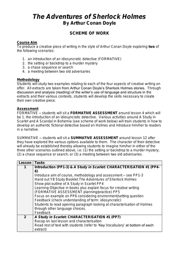 The Adventures of Sherlock Holmes Scheme of Work | Teaching Resources