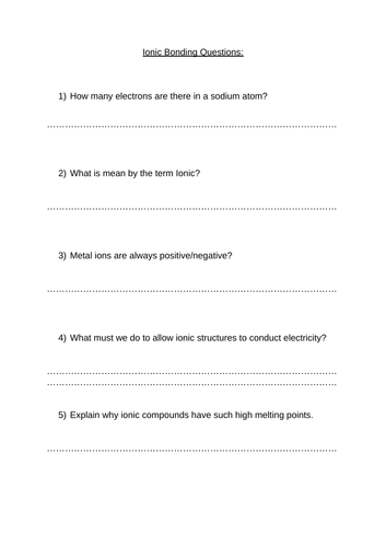 Ionic bonding | Teaching Resources