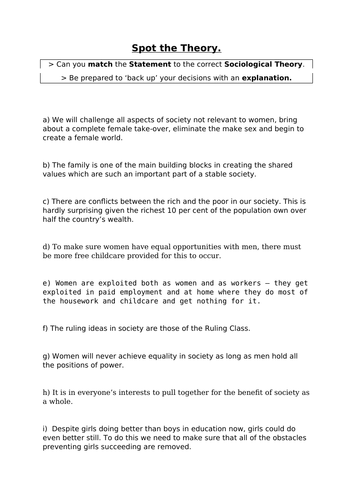 Feminist Theory - Full Lesson (AQA GCSE / AS Sociology) | Teaching ...