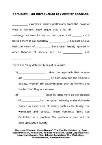 Feminist Theory - Full Lesson (AQA GCSE / AS Sociology) | Teaching ...