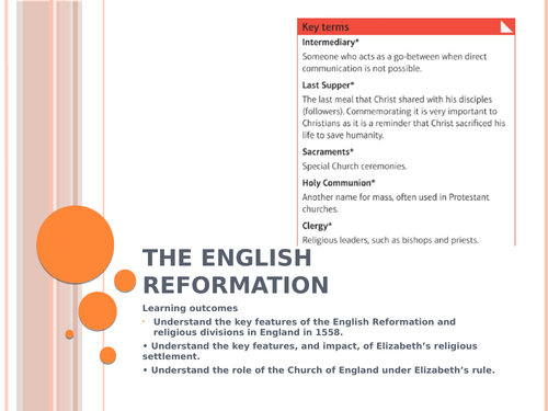 Edexcel 9-1 - Elizabethan England - Reformation | Teaching Resources