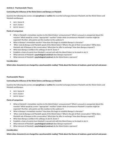 Macbeth and Literary Theory | Teaching Resources