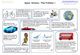 Speed Distance Time Problems | Teaching Resources