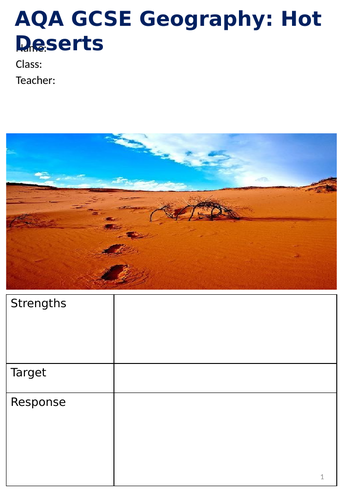 AQA GCSE Geography Hot Deserts Workbook | Teaching Resources AQA GCSE Geography Hot Deserts Workbook | Teaching Resources