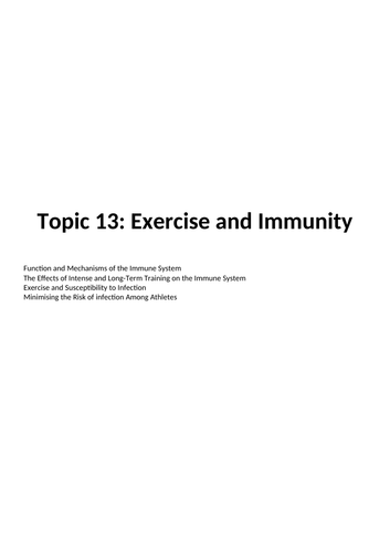 IB Sports Science - Exercise and Immunity HL | Teaching Resources
