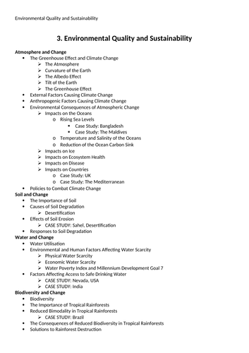 IB Geography - Environmental Quality | Teaching Resources