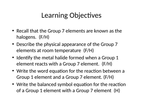 GCSE Chemistry Group 7 Reactions | Teaching Resources