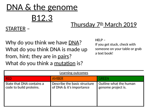 DNA & the human genome 9-1 GCSE | Teaching Resources
