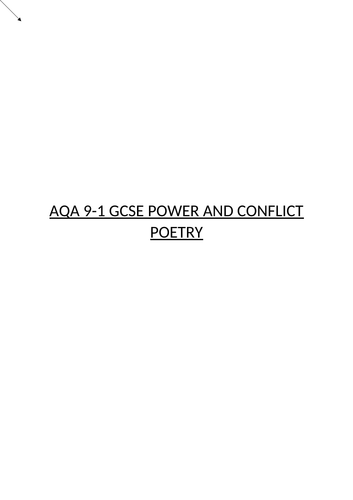 AQA GCSE ENGLISH LITERATURE: POWER AND CONFLICT POETRY | Teaching Resources