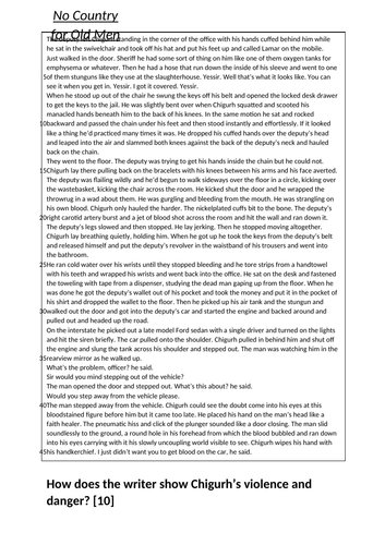 No Country for Old Men Language Analysis - Paper 1 reading exam GCSE ...