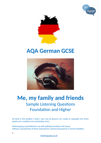 German GCSE Listening - Identity and Culture (2018) | Teaching Resources