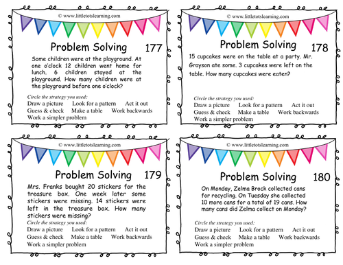 1st Grade Word Problem Task Cards | Story Problems (A Yearlong BUNDLE ...