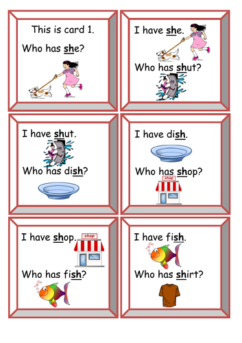 I Have, Who Has Game - SH Digraphs | Teaching Resources