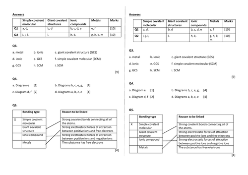 C2 - bonding - Low Stakes Retrieval Test | Teaching Resources