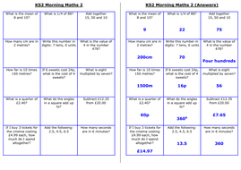 UKS2 Morning Maths Sheets (MA) by WeRLearning | Teaching Resources
