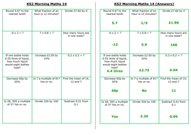 UKS2 Morning Maths Sheets (LA) | Teaching Resources