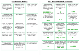 UKS2 Morning Maths Sheets (LA) | Teaching Resources
