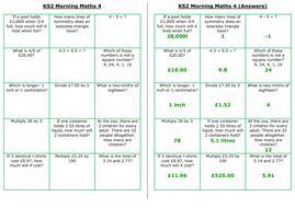 UKS2 Morning Maths Sheets (LA) | Teaching Resources