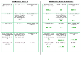 UKS2 Morning Maths Sheets (LA) | Teaching Resources