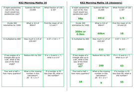 UKS2 Morning Maths Sheets (LA) | Teaching Resources