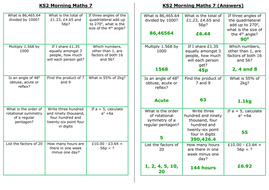 UKS2 Morning Maths Sheets (LA) | Teaching Resources
