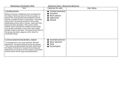 Ancient Egyptian Adventure Story - Week 2 Planning and Resource ...