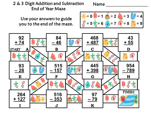 2 and 3 Digit Addition and Subtraction With Regrouping End of Year Math ...