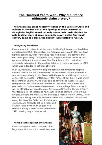 Hundred Years War / Joan of Arc | Teaching Resources