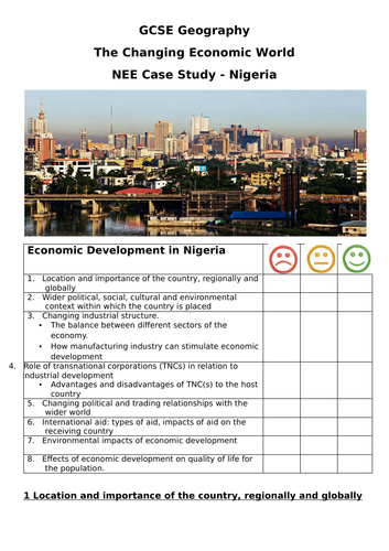 AQA GCSE Geography Economic Development in Nigeria | Teaching Resources