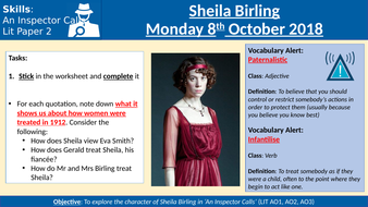 An Inspector Calls - Revision - Sheila and Gender | Teaching Resources