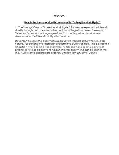 DR JEKYLL & MR HYDE ESSAYS ON ALL THEMES. NEW 9-1 GCSE ENG LIT ...