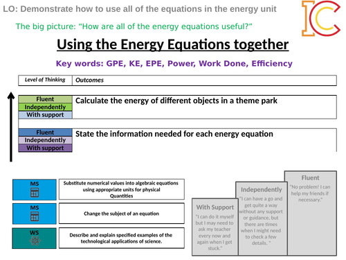 Energy 12 - Applying the Energy Equations | Teaching Resources
