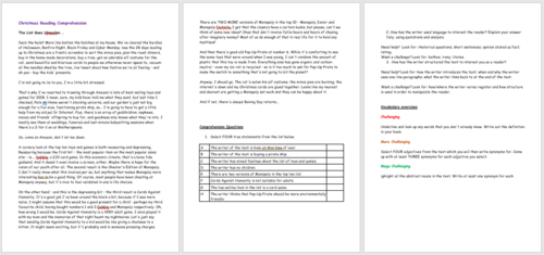 English Reading Comprehensions | Teaching Resources