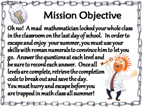 End of Year Escape Room Math: Roman Numerals Game (4th 5th 6th 7th ...