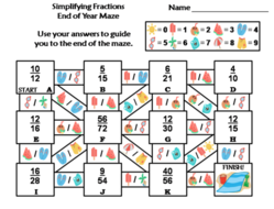 Simplifying Fractions Activity: End of Year/ Summer Math Maze ...