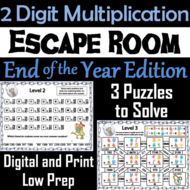 End of Year Escape Room Math: Two Digit Multiplication Game (3rd 4th ...