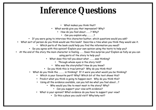 Inference Worksheet + Questions & Learning Objectives | Teaching Resources