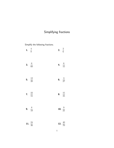 Simplifying fractions worksheet no 2 (with answers) | Teaching Resources