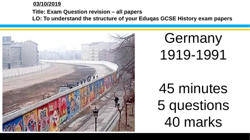 Eduqas/WJEC GCSE History Germany 1919-1991 exam question revision ...
