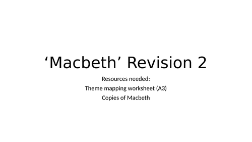 Short Macbeth Revision SOW | Teaching Resources