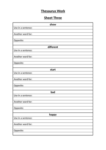 Thesaurus Work | Teaching Resources