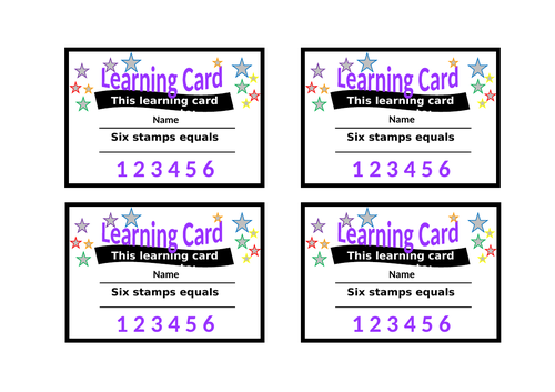 Learning Card (punch card) rewards | Teaching Resources