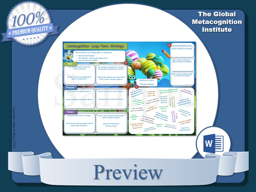 Metacognition Personal Reflection Worksheets (A3 x5) [Metacognitive ...