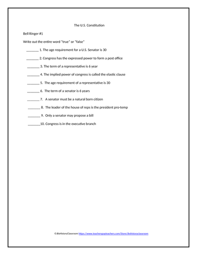 U.S. Constitution Activity Pack 1 | Teaching Resources