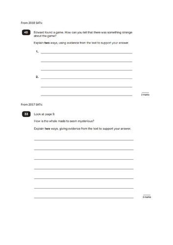 Year 6 Reading SATs revision - 3 mark answers | Teaching Resources