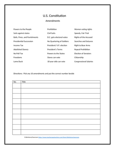 U.S. Constitution Activity Packet 3 | Teaching Resources