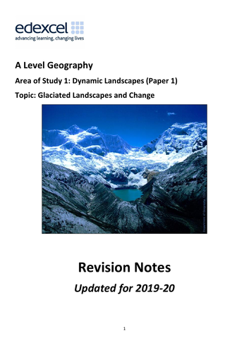 A Level Geography Edexcel - Glaciated Landscapes and Changes Revision ...