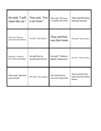 Reported Speech Games and Activities | Teaching Resources