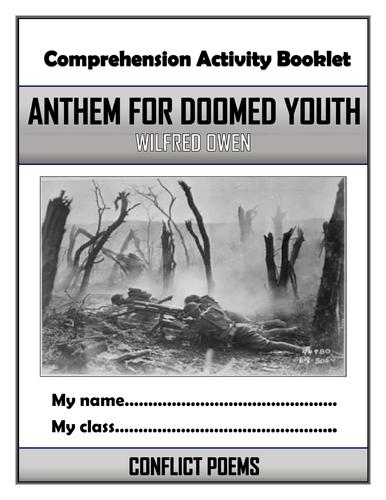 Anthem for Doomed Youth Comprehension Activities Booklet! | Teaching ...